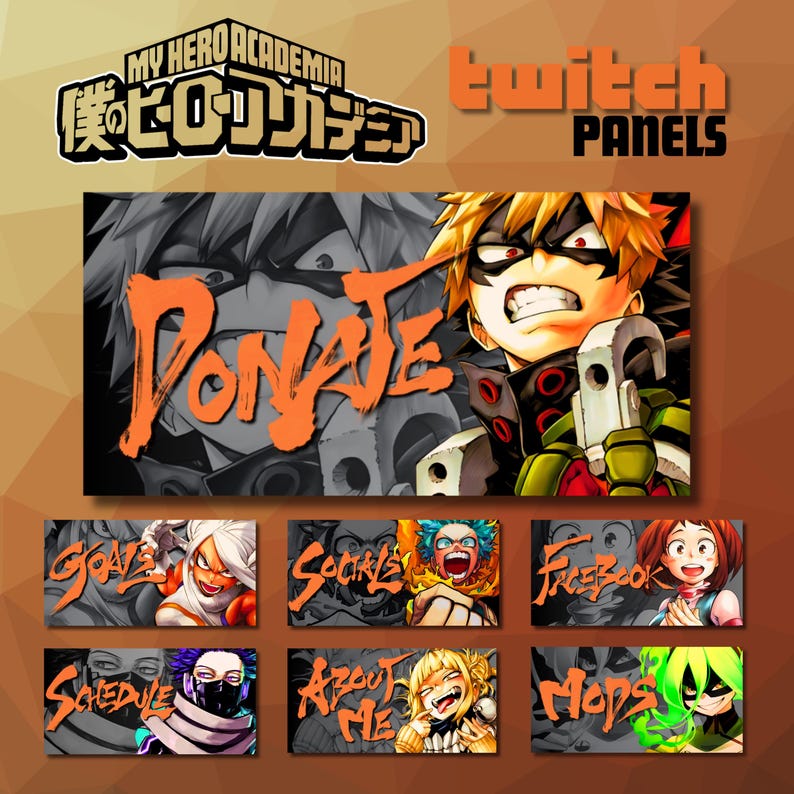 Twitch Panels Anime Inspired My Hero Academia 2 Version Designs 60 ...