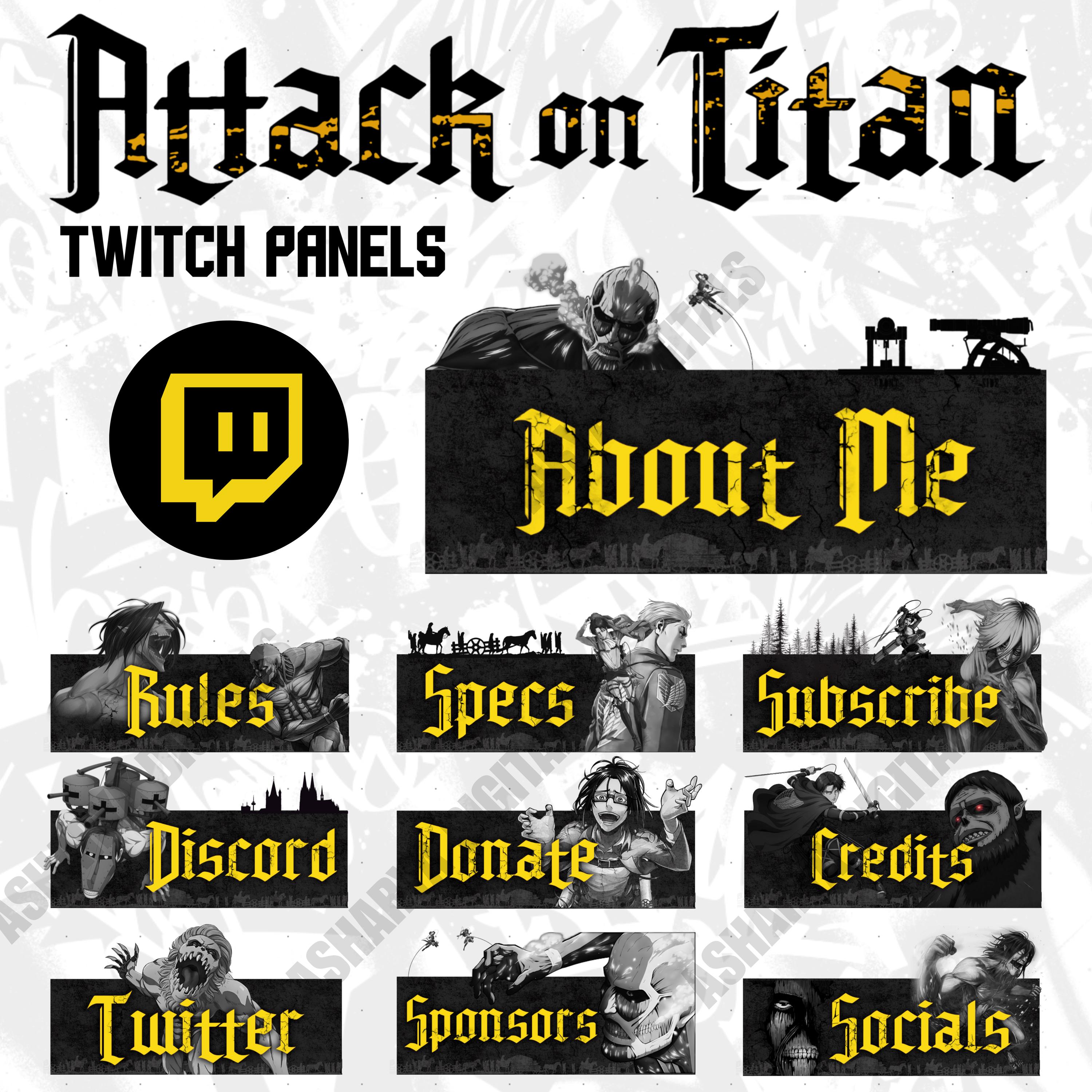 Anime Inspired Aot Twitch Panels 2 Versions 48 Uniquely Design Panels ...