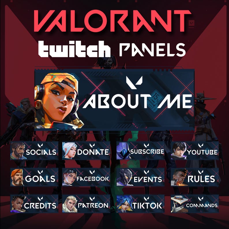 Valorant-themed Twitch Panels | 26 Unique Panels | 3 Version Packs ...