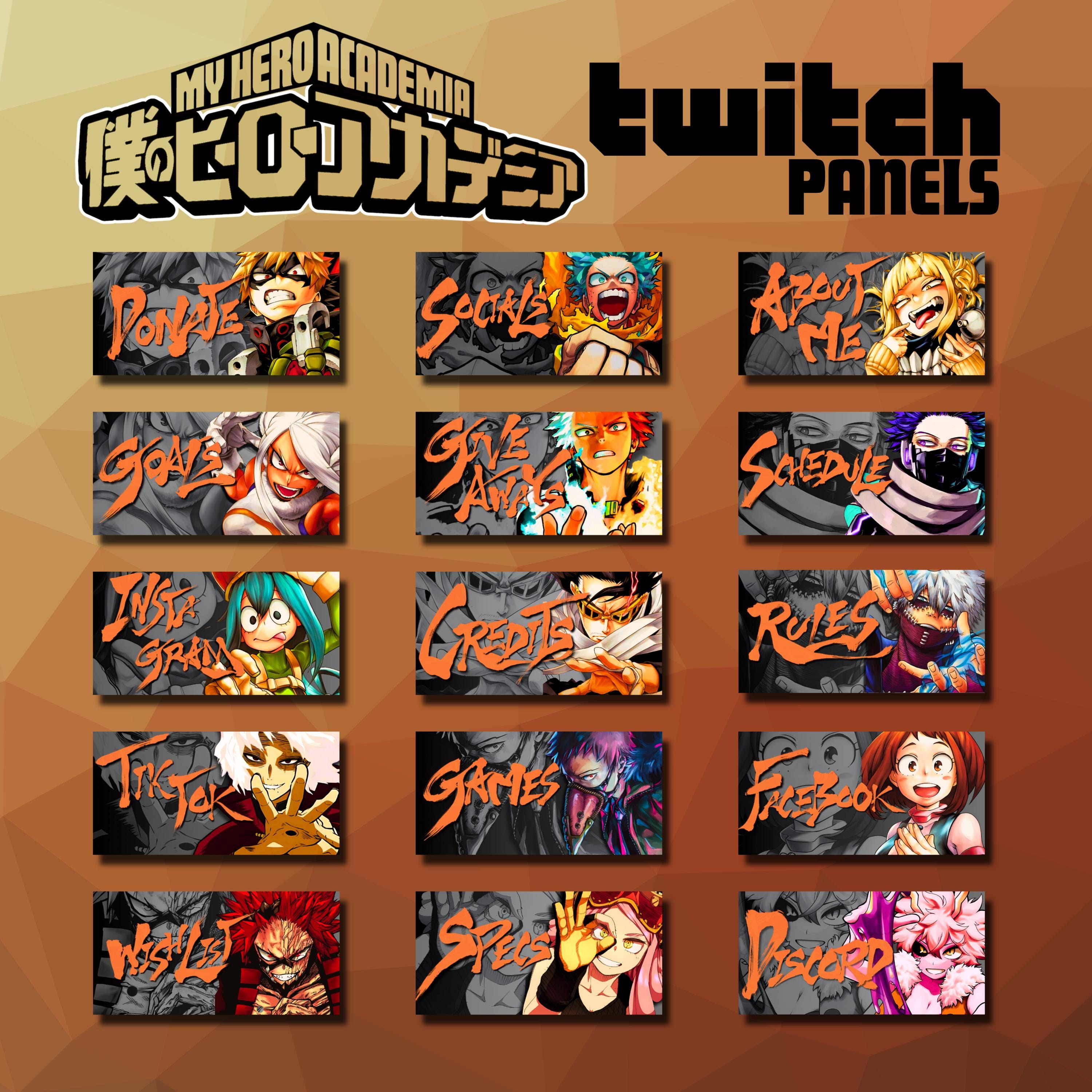 Twitch Panels Anime Inspired My Hero Academia 2 Version Designs 60 ...
