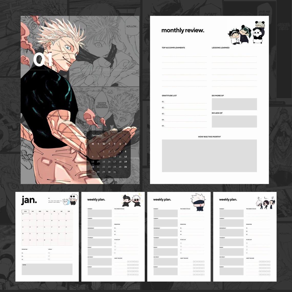 2025 Planner Jujutsu Kaisen Exclusive Editable Template and PDF File ...