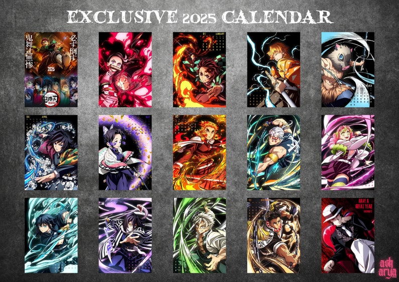 Anime Calendar 2025 Version 2 DEMON SLAYER Digital and Printable PDF ...