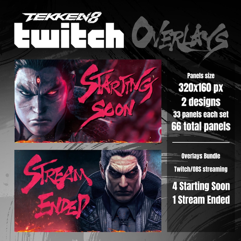 Tekken 8 Twitch Panels & Overlays Bundle (digital Download) - Etsy
