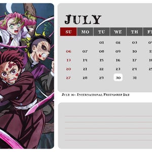 Anime Calendar 2025 DEMON SLAYER Inspired 2 Designs Printable PDF and ...