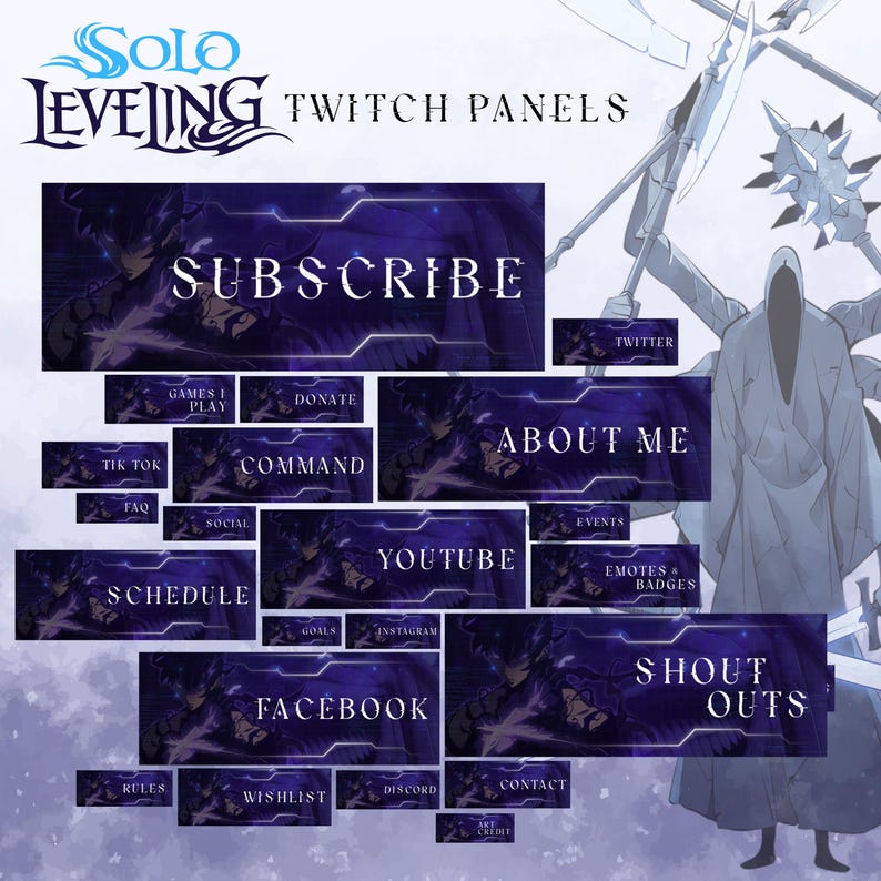 Solo Leveling Twitch Panels 2 Versions 50+ Ready to Use PNG Files - Etsy