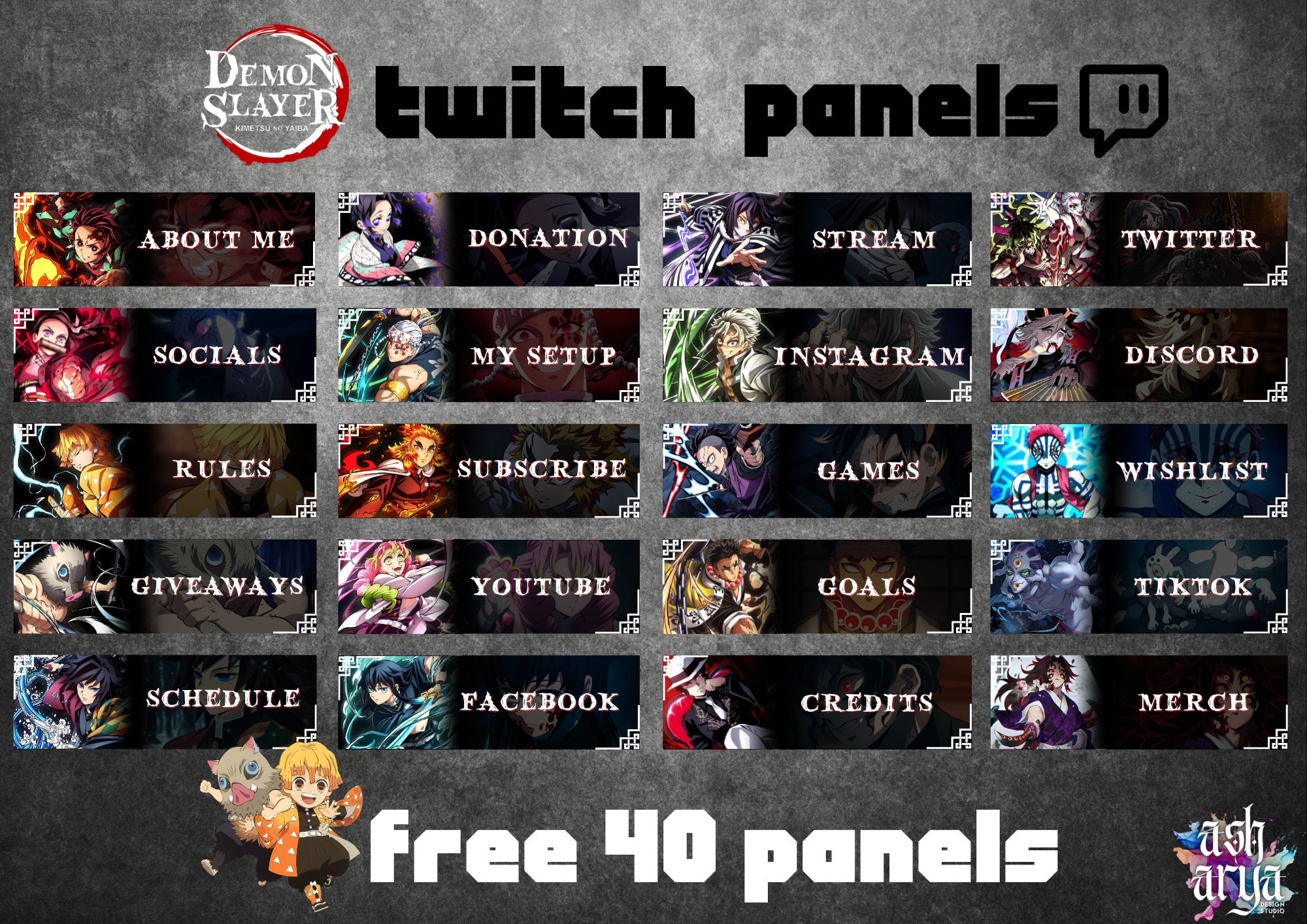 Twitch Panels Demonslayer Anime Inspired 3 Versions 60+panels - Etsy