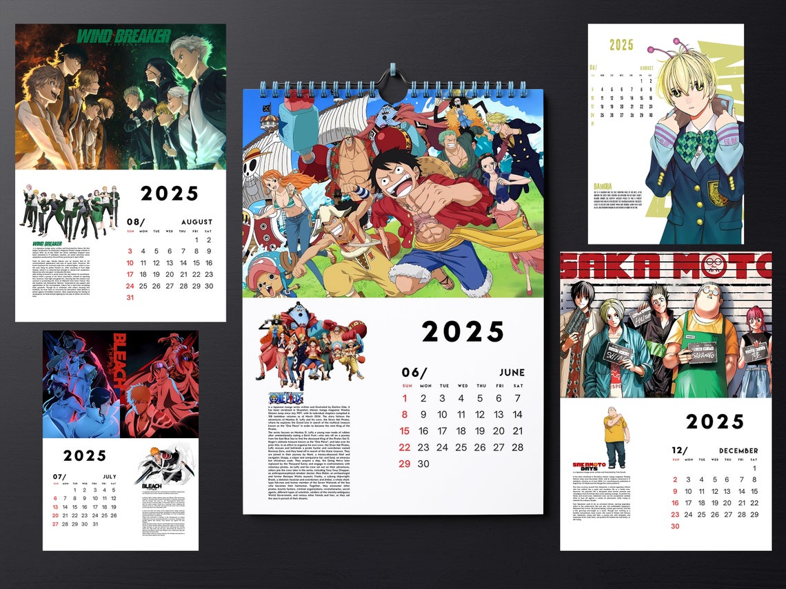 Anime Hits Calendar 2025 Editable Templates & Ready to Print PDF ...