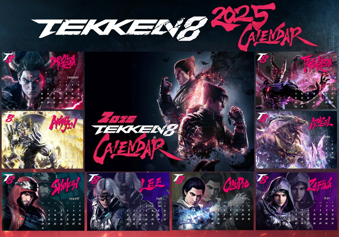 2025 TEKKEN 8 Calendar Bundle Digital Download PNG and PDF 3 Versions - Etsy
