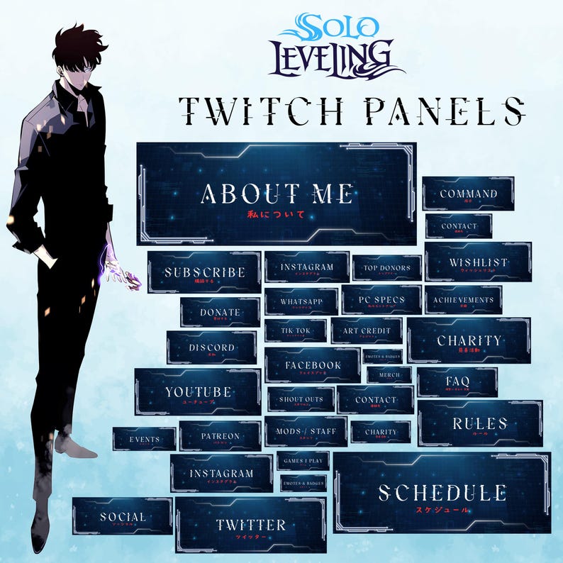 Solo Leveling Twitch Panels 2 Versions 50+ Ready to Use PNG Files - Etsy