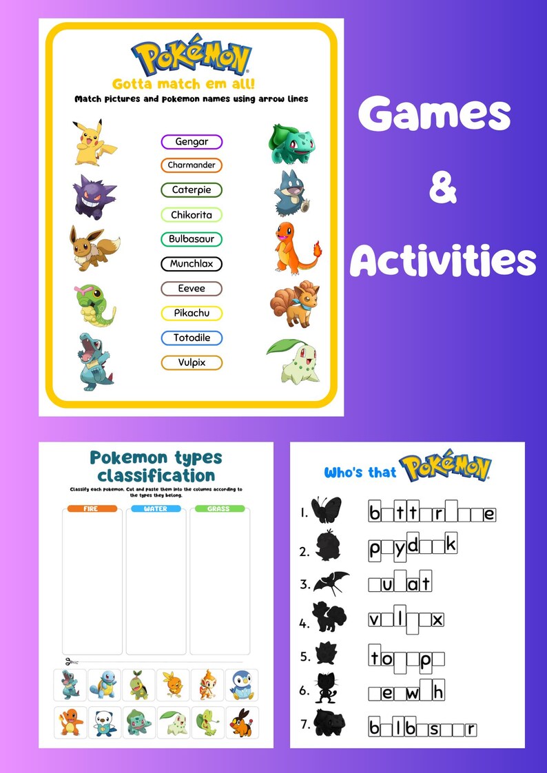 Coloring and All in One Activity Book Pokemon Inspired - Etsy