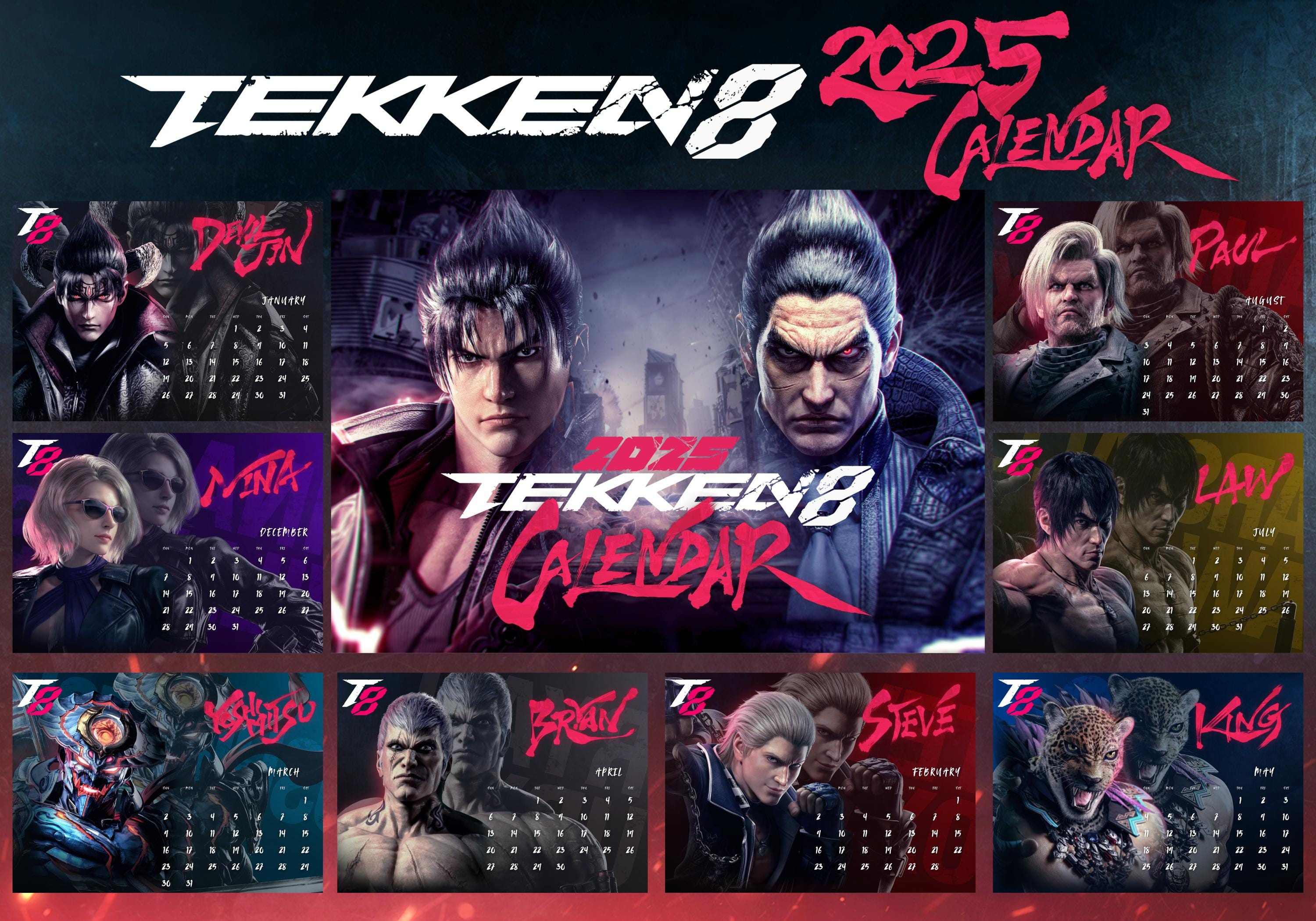 2025 TEKKEN 8 Calendar Bundle Digital Download PNG and PDF 3 Versions - Etsy
