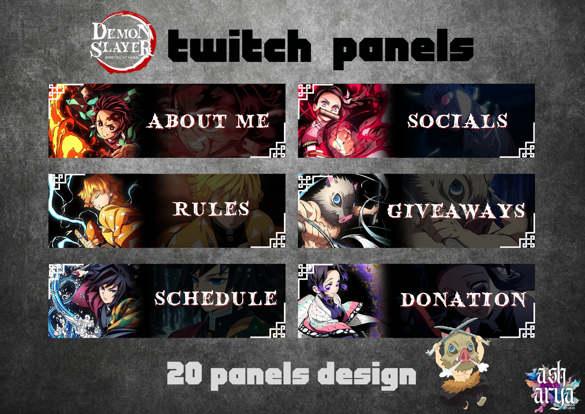 Twitch Panels Demonslayer Anime Inspired 3 Versions 60+panels - Etsy