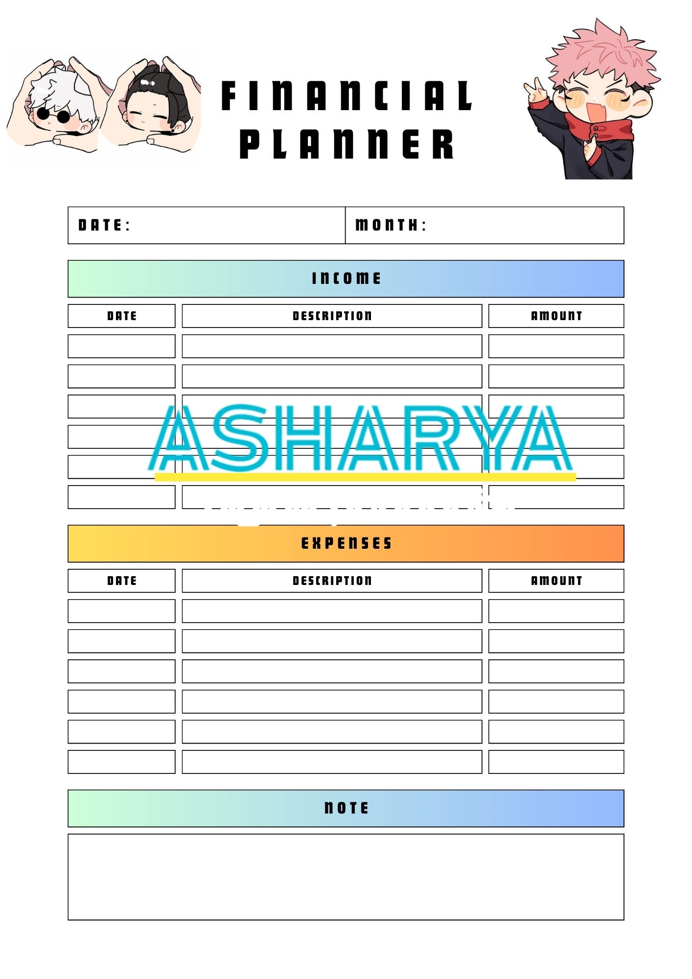 2024 Journal Planner Jujutsu Kaisen Chibi Inspired - Etsy