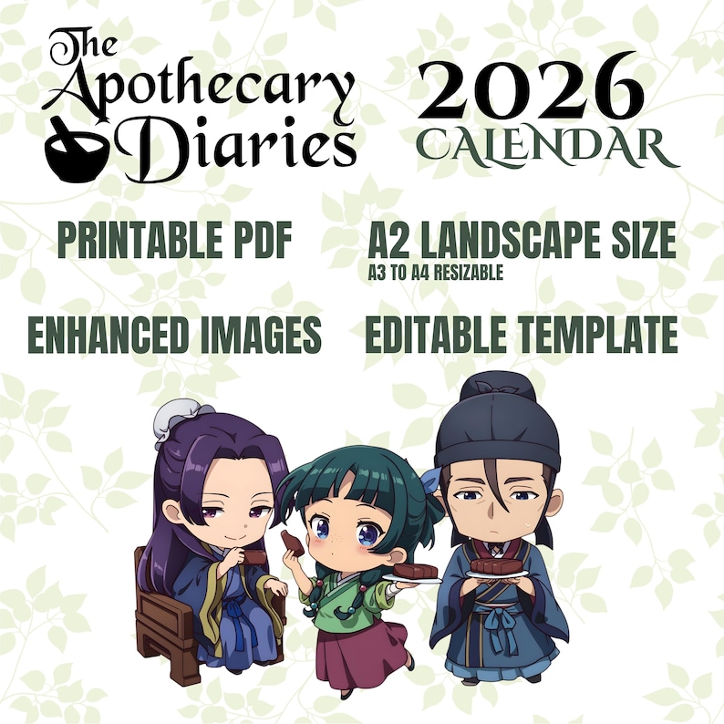 The Apothecary Diaries Anime Calendar 2026 | HD Printable PDF ...