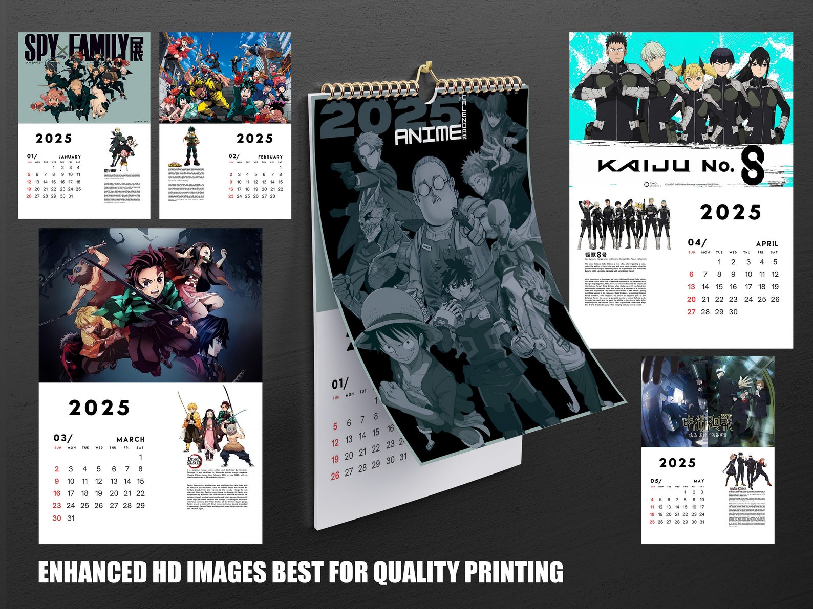 Anime Hits Calendar 2025 Editable Templates & Ready to Print PDF ...