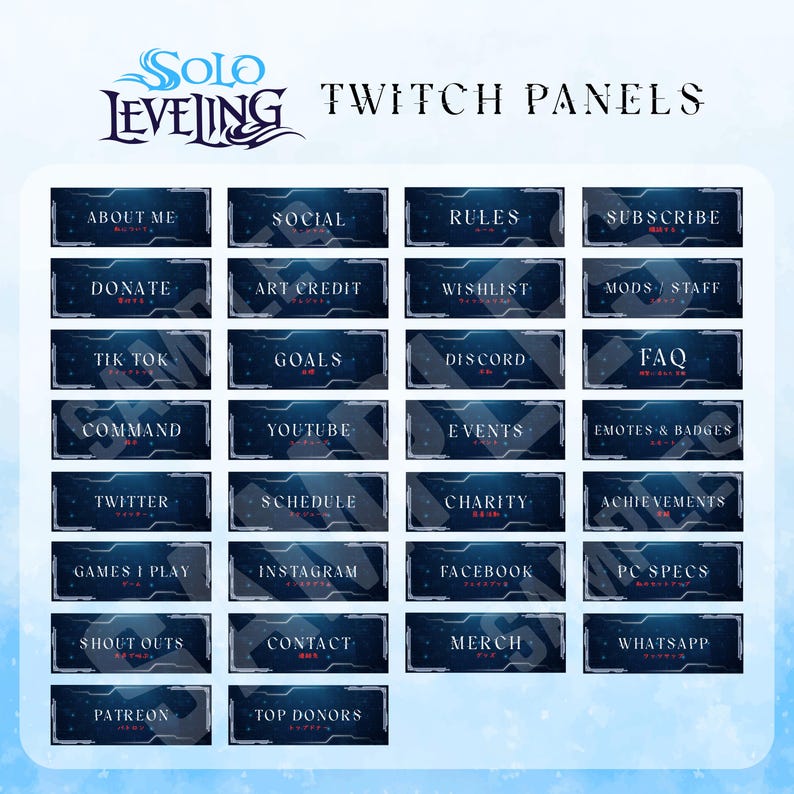 Solo Leveling Twitch Panels 2 Versions 50+ Ready to Use PNG Files - Etsy