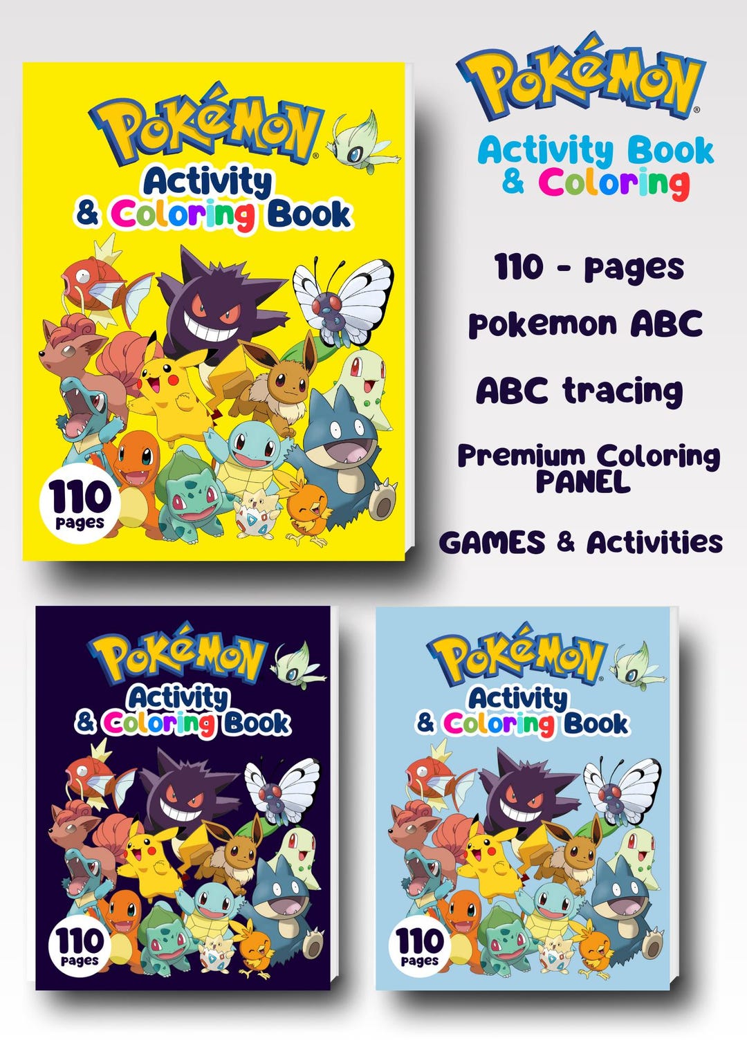 Coloring and All in One Activity Book Pokemon Inspired - Etsy