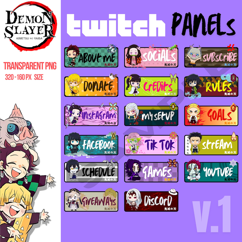 Twitch Panels Demonslayer Anime Inspired 2 Stunning Versions 30+panels ...
