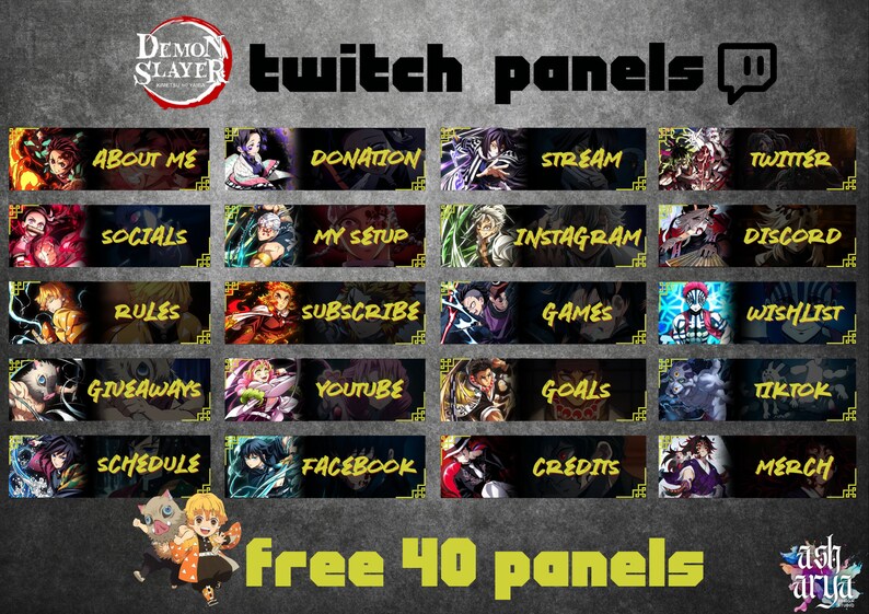 Twitch Panels Demonslayer Anime Inspired 3 Versions 60+panels - Etsy