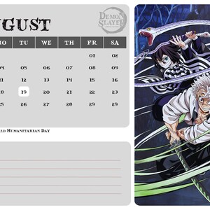 Anime Calendar 2025 DEMON SLAYER Inspired 2 Designs Printable PDF and ...