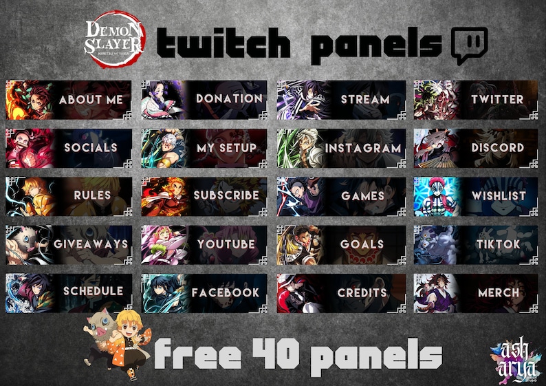 Twitch Panels Demonslayer Anime Inspired 3 Versions 60+panels - Etsy