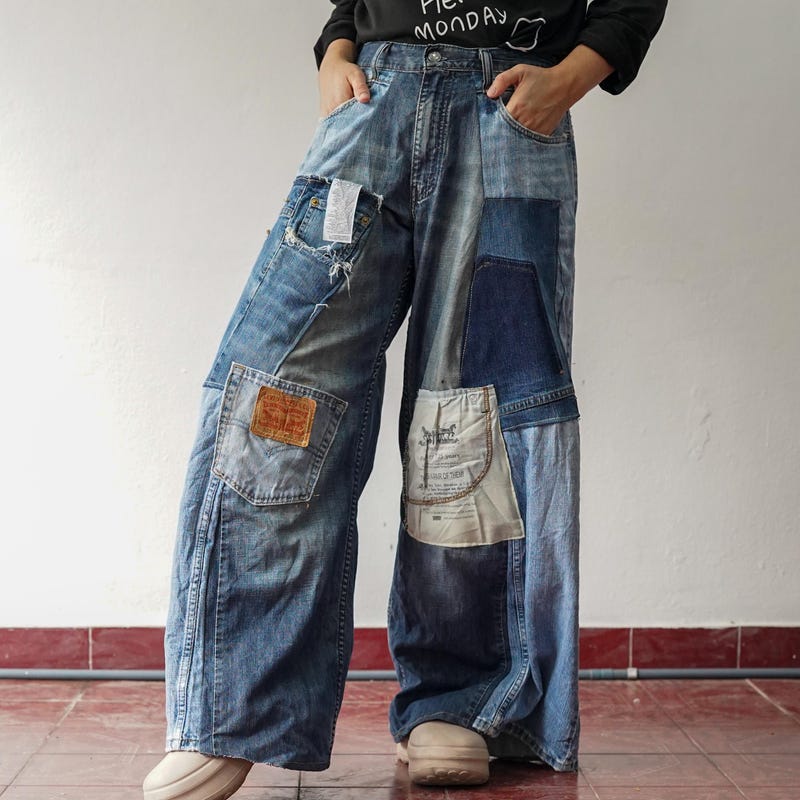 Patchwork Jeans - Etsy