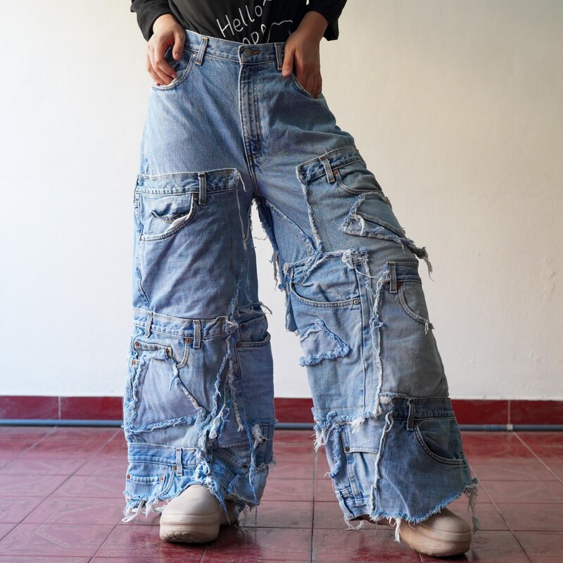 Patchwork Jeans - Etsy
