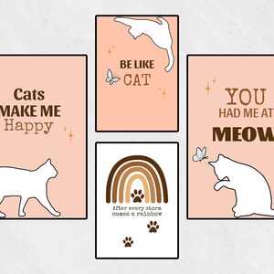 Cat Art Wall Prints , Set of 4 Posters, Pet Wall Art, Cat Wall Prints ...