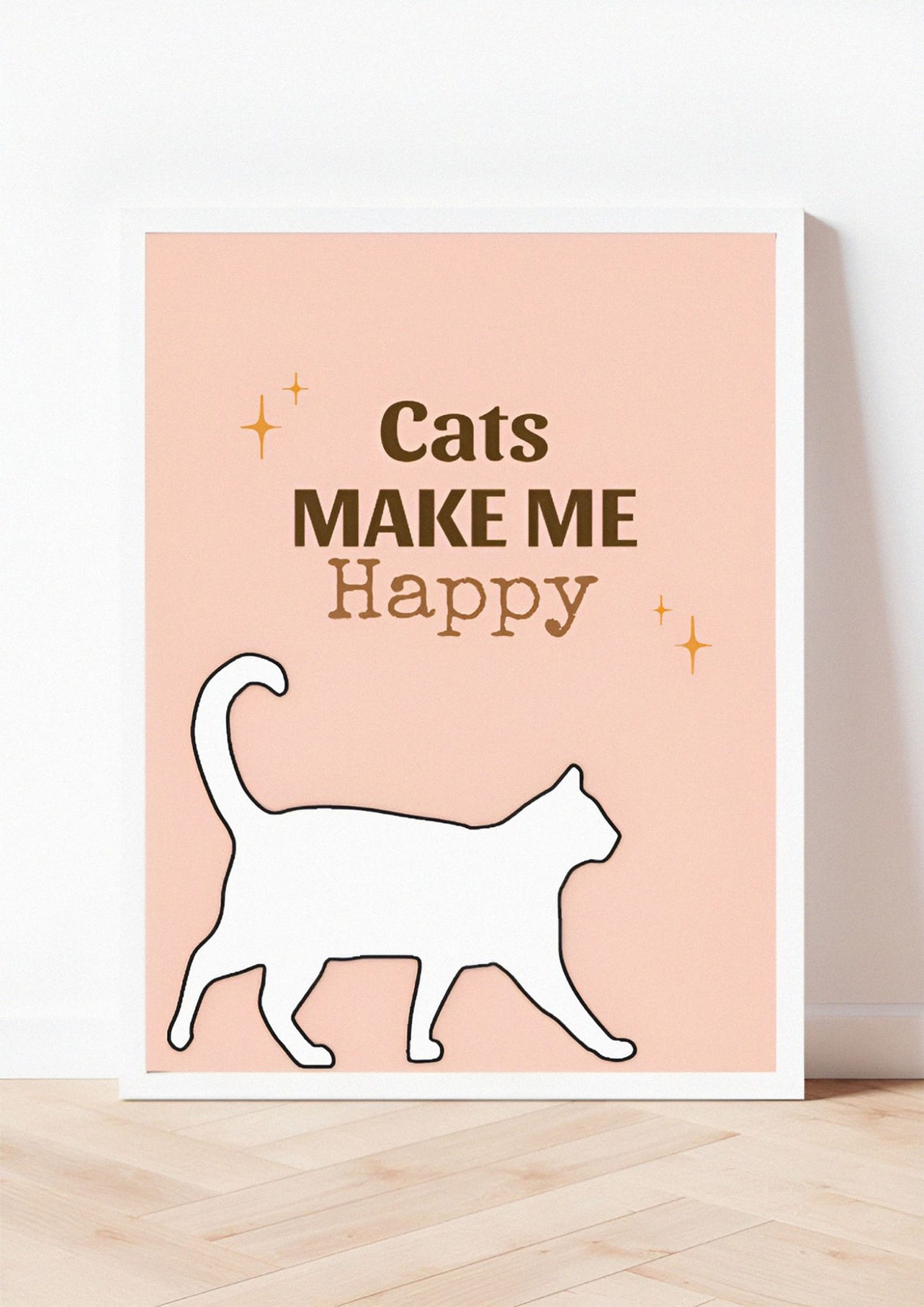 Cat Art Wall Prints , Set of 4 Posters, Pet Wall Art, Cat Wall Prints ...