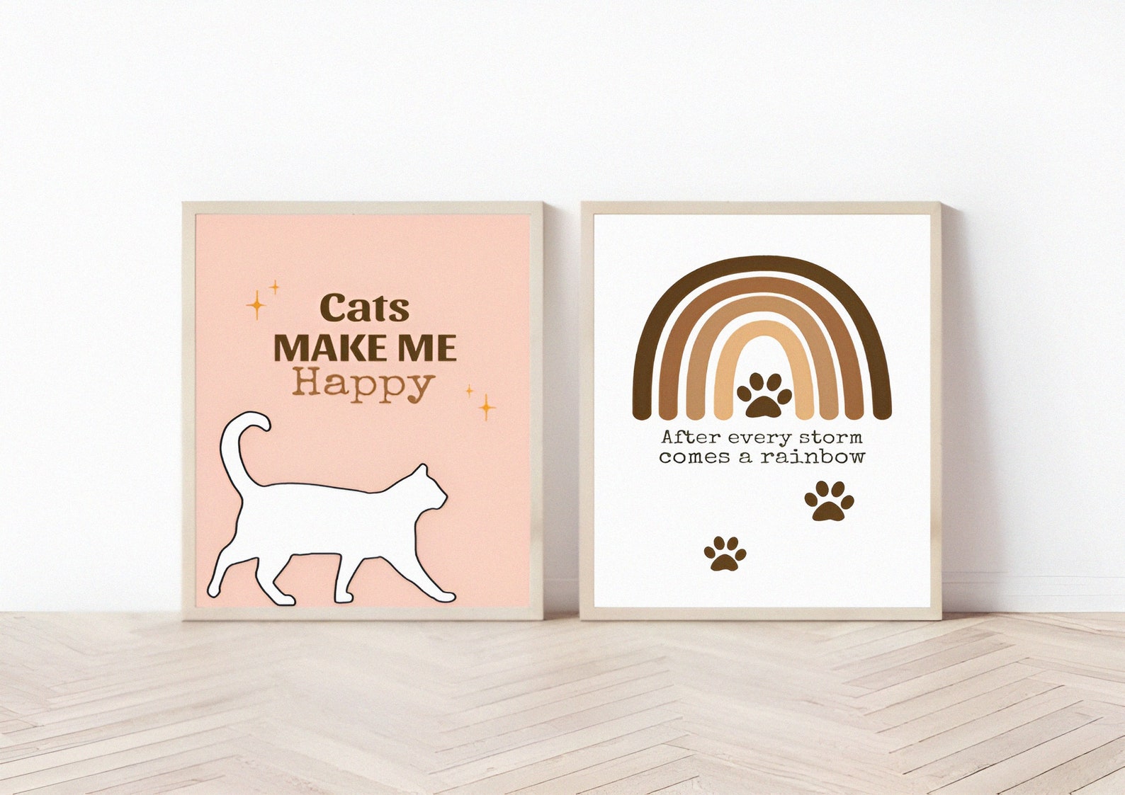 Cat Art Wall Prints , Set of 4 Posters, Pet Wall Art, Cat Wall Prints ...