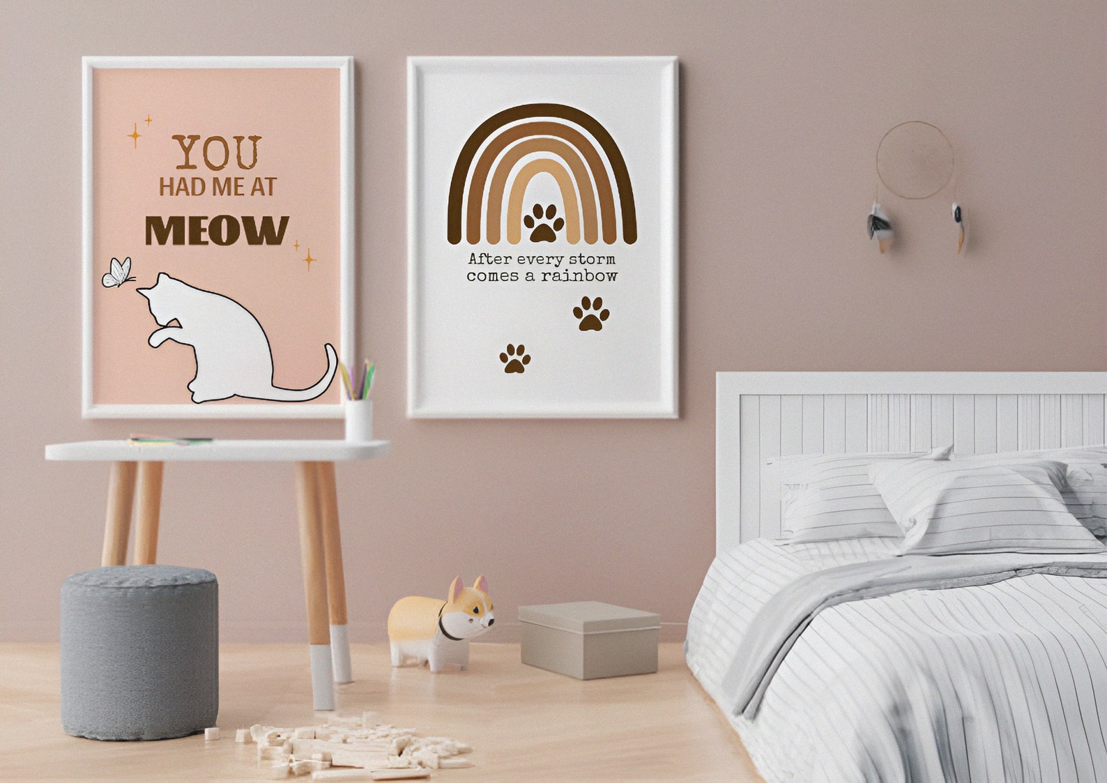 Cat Art Wall Prints , Set of 4 Posters, Pet Wall Art, Cat Wall Prints ...