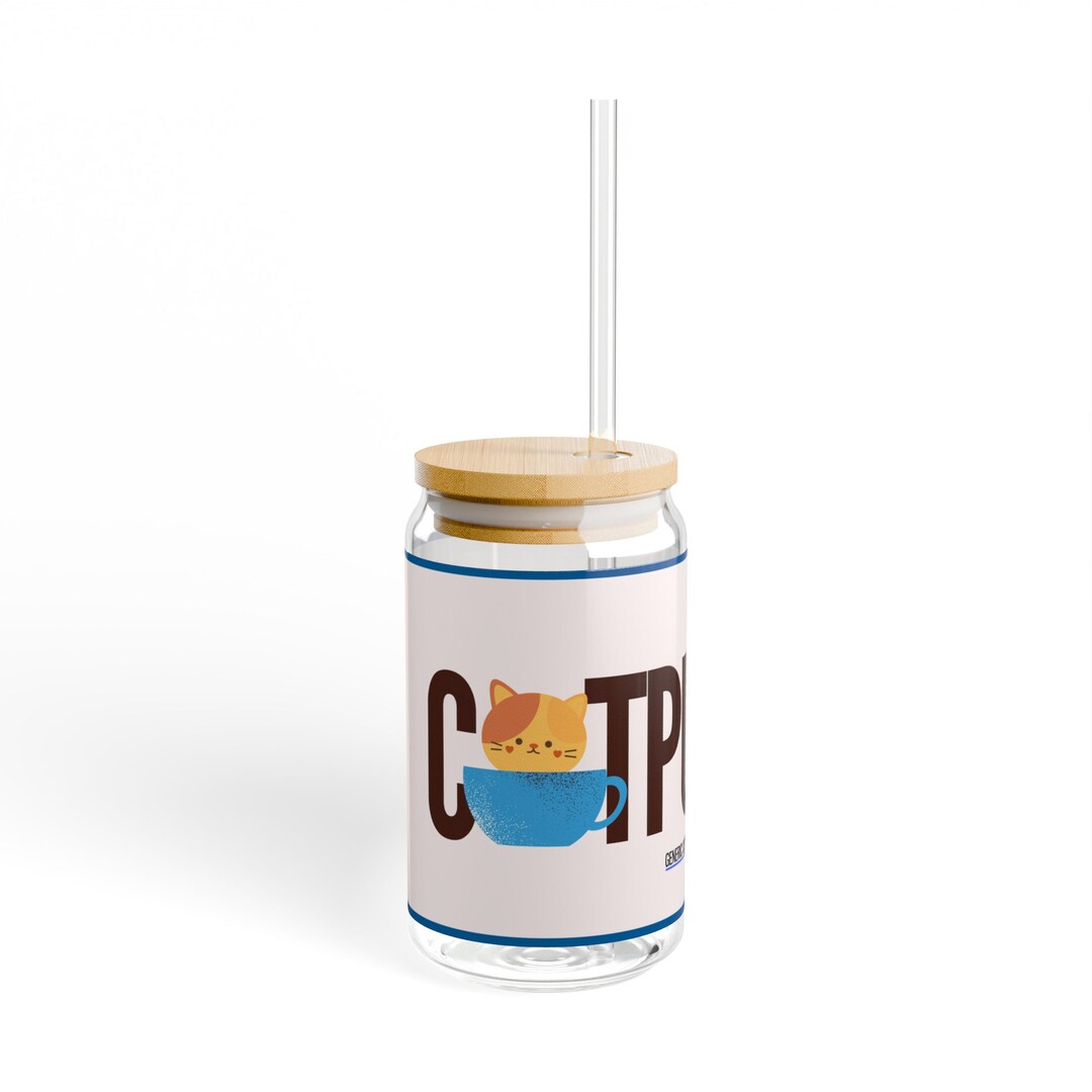 Catpuccino, Blush Pink and Blue, Kitty Cat Sipper Glass, 16oz - Etsy