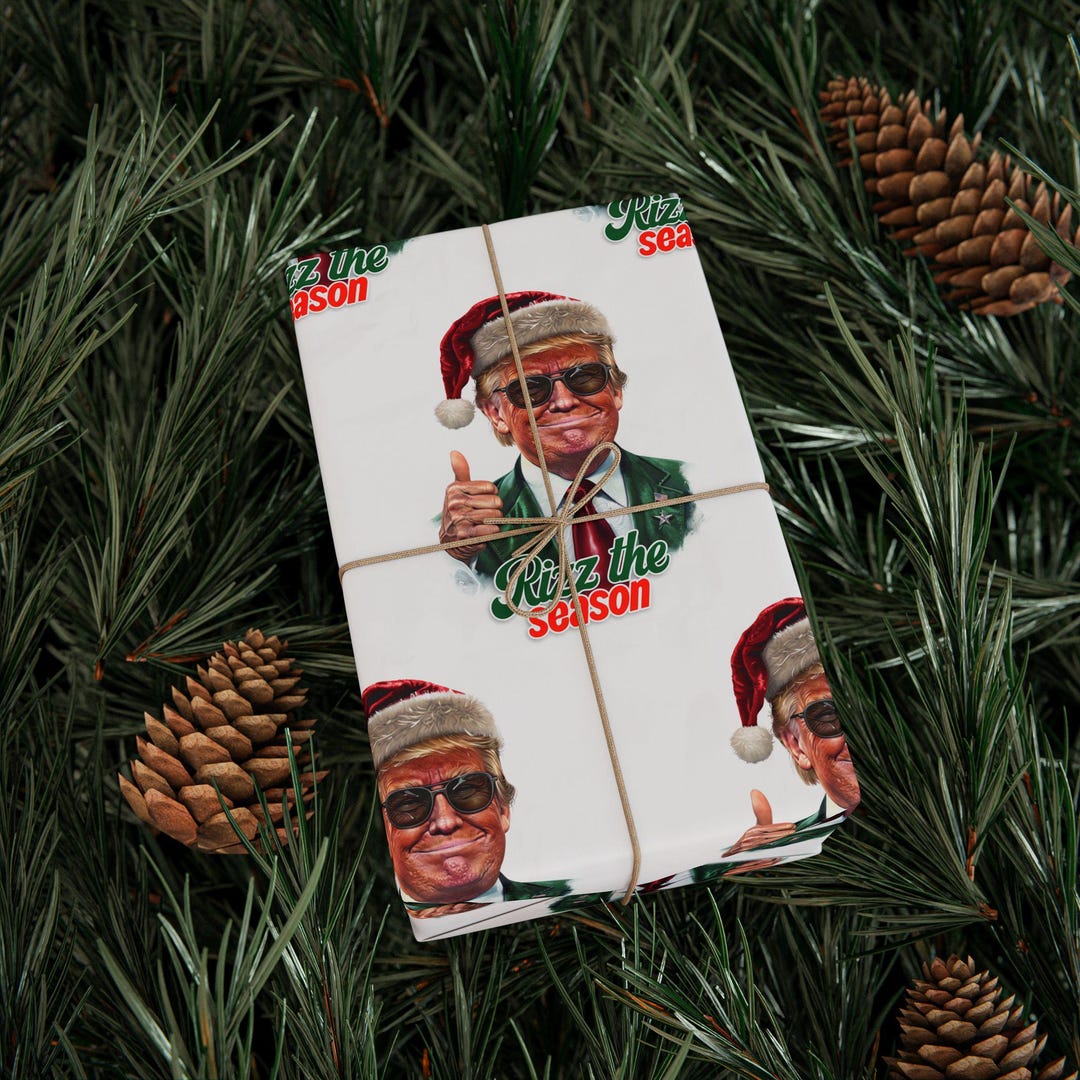 Trump Rizz the Season Christmas Wrapping Paper Donald Trump Santa ...