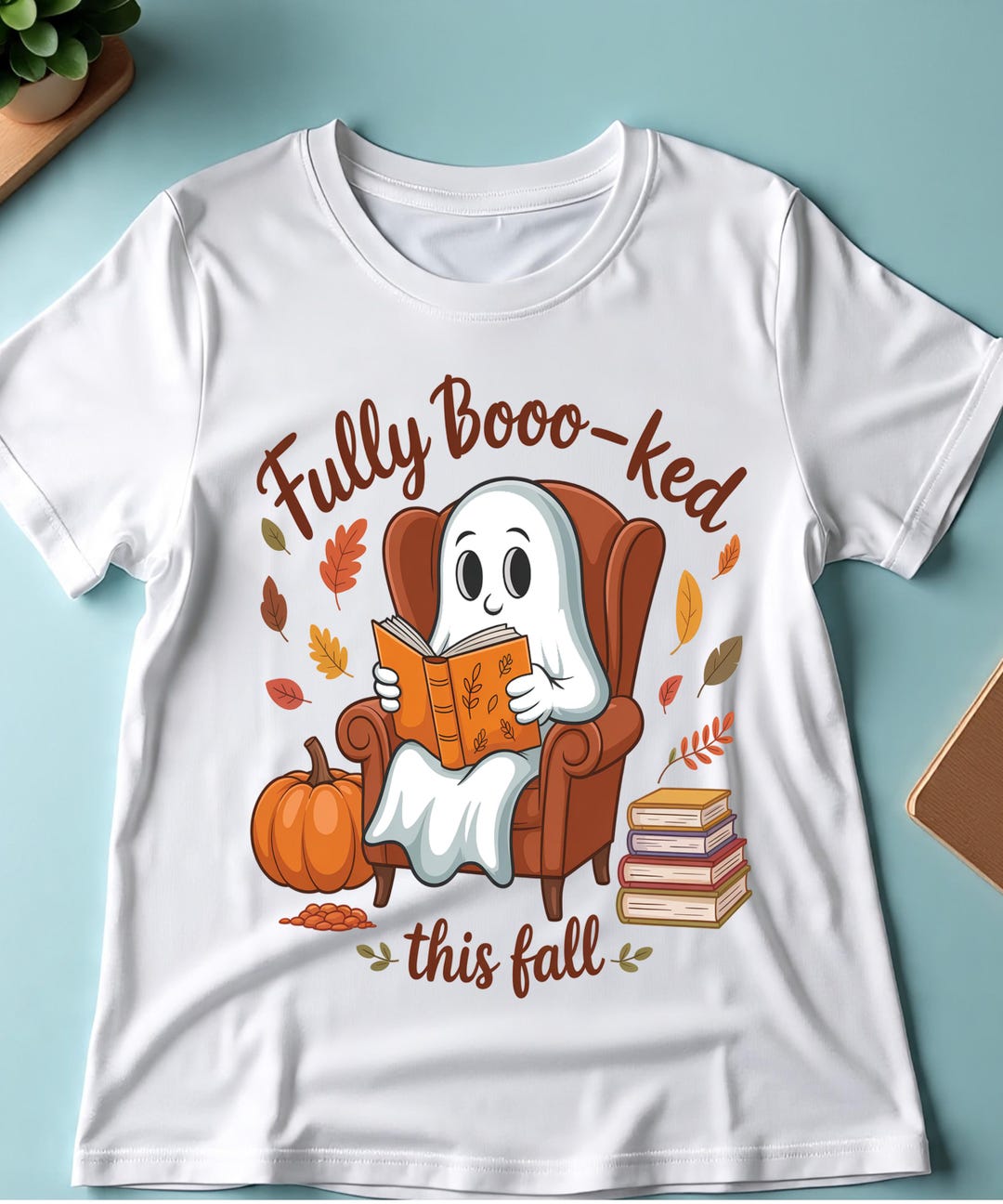 Fully Boooo-ked This Fall PNG | Cute Ghost Reading Book Autumn ...