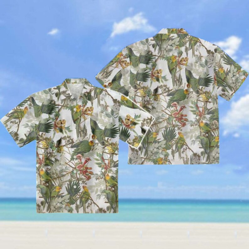 Audubon Caroline Parrot Camisa hawaiana para vacaciones, camisa de ...