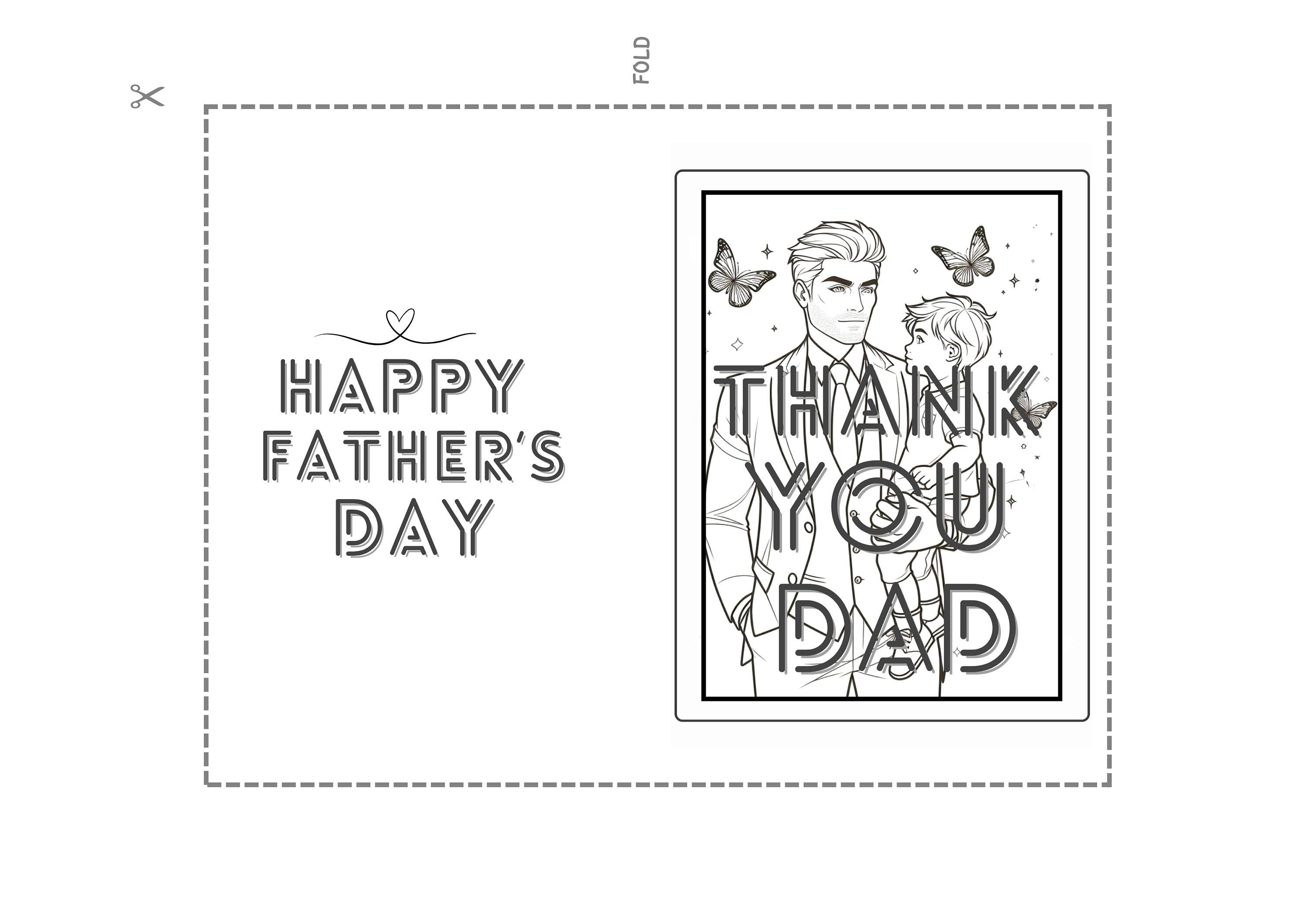 Thank You Dad Card PRINTABLE Fathers Day Card Coloring Card for Dad ...