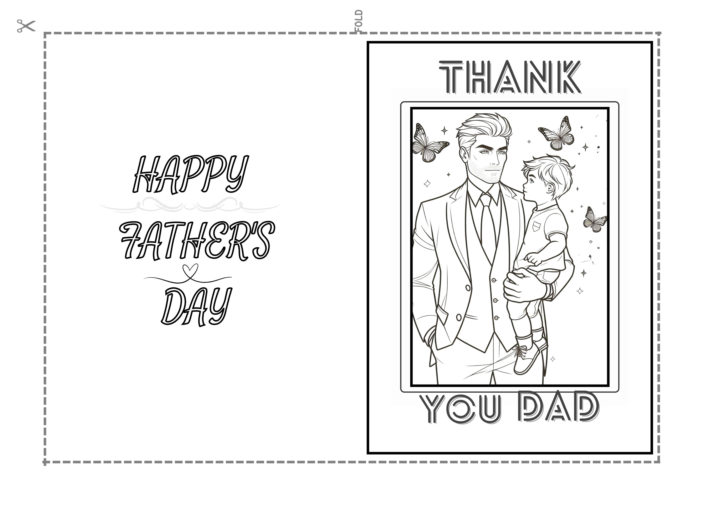 Thank You Dad Card PRINTABLE Fathers Day Card Coloring Card for Dad ...