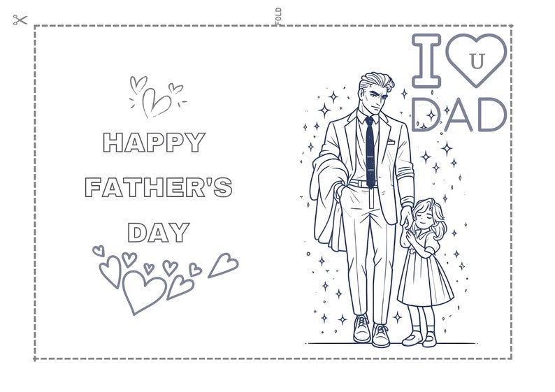 PRINTABLE Fathers Day Card I Love U Dad Coloring Card Instant Download ...