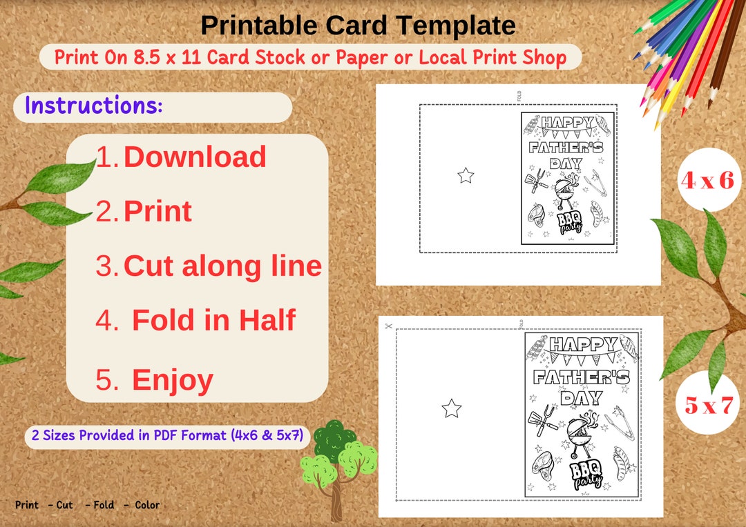 PRINTABLE Fathers Day Card Happy Fathers Day Card Instant Download Card ...