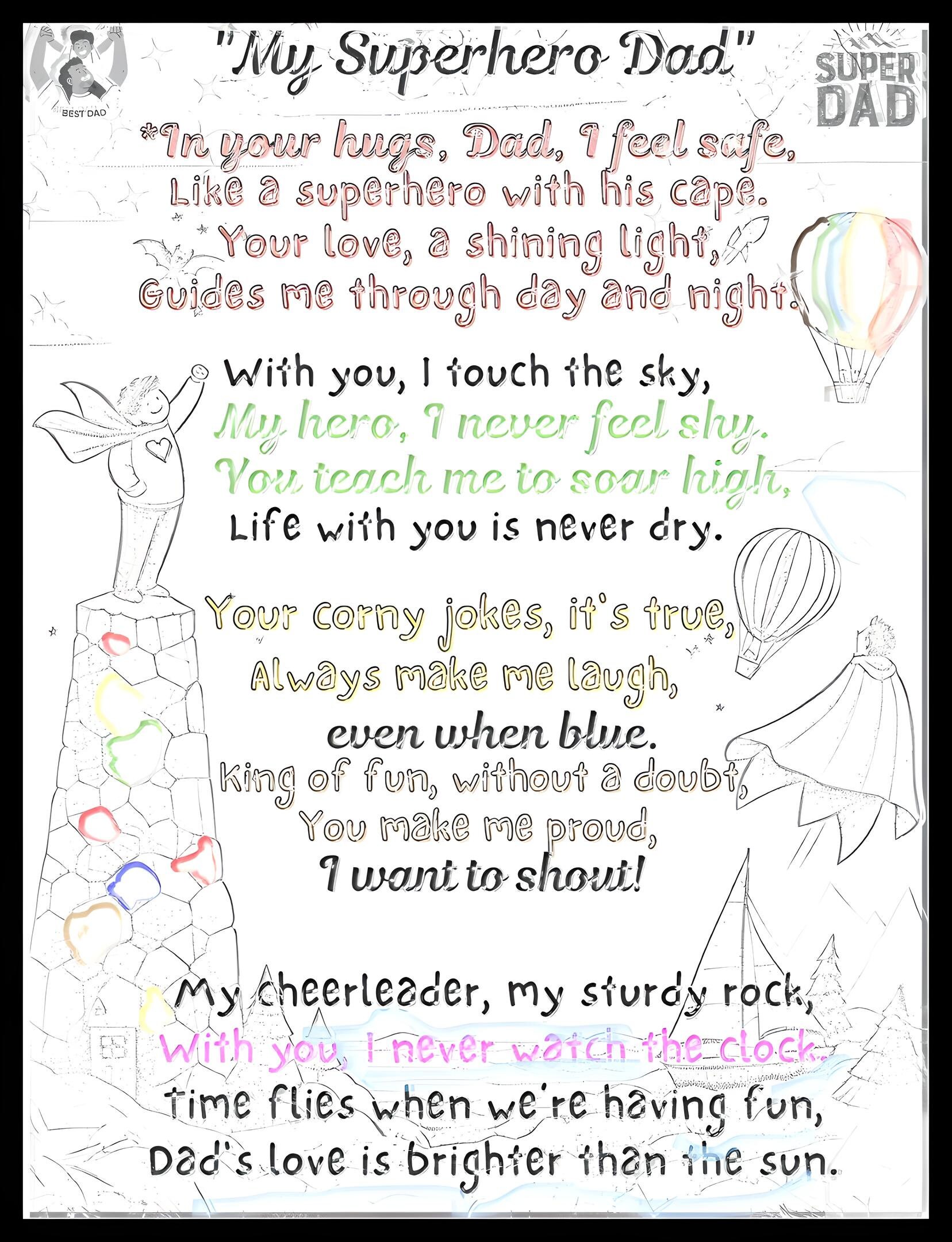 Fathers Day Poem Gift for Father gift for Dad From Kids Printable Poem ...