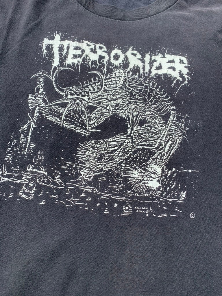 TERRORIZER 1990s Vintage Grindcore Demo Art Tshirt Carcass Exhumed Repulsion Brutal Truth Napalm ...