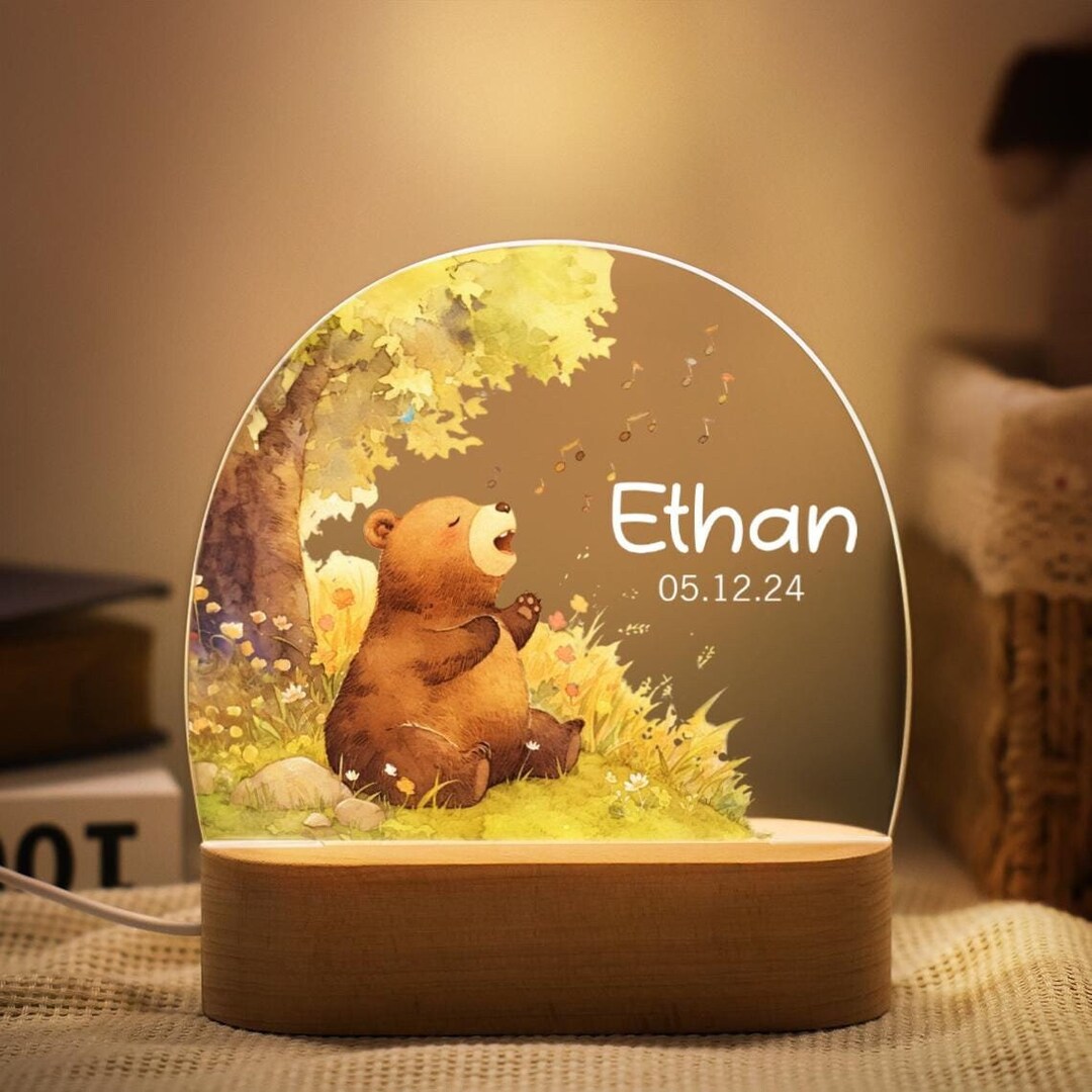 Custom Baby Nightlight ,personalized Animals Night Light With Name Date ...
