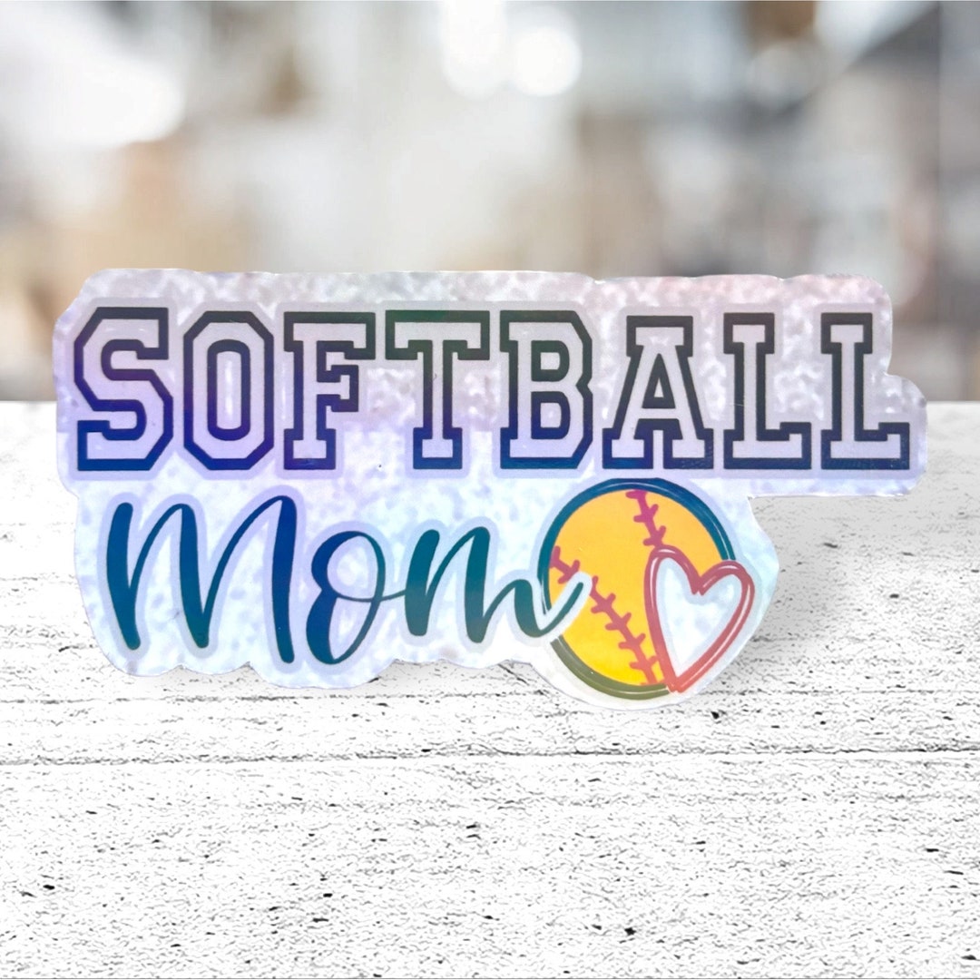 SOFTBALL MOM Sticker, Shiney, Glossy. Mom Sticker for Water Bottle ...