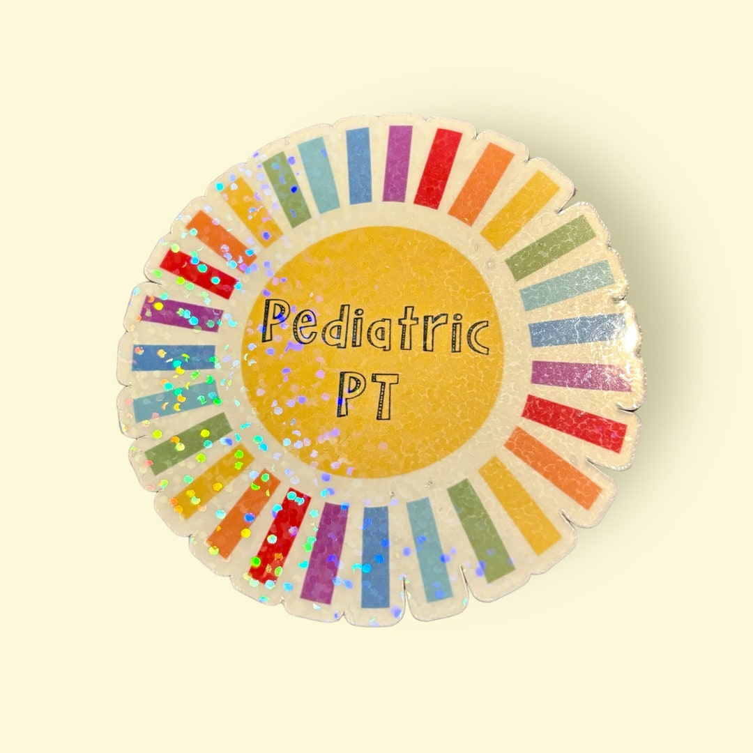 Pediatric PT Rainbow Sun Sticker. Glossy Cute Sticker for Laptop. Peds ...