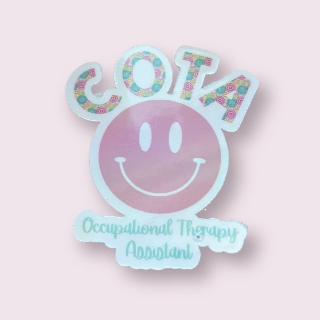 COTA OT Assistant Sticker, Smiley Face, Pink. Size 2.25”x2.5”. OT Gift ...