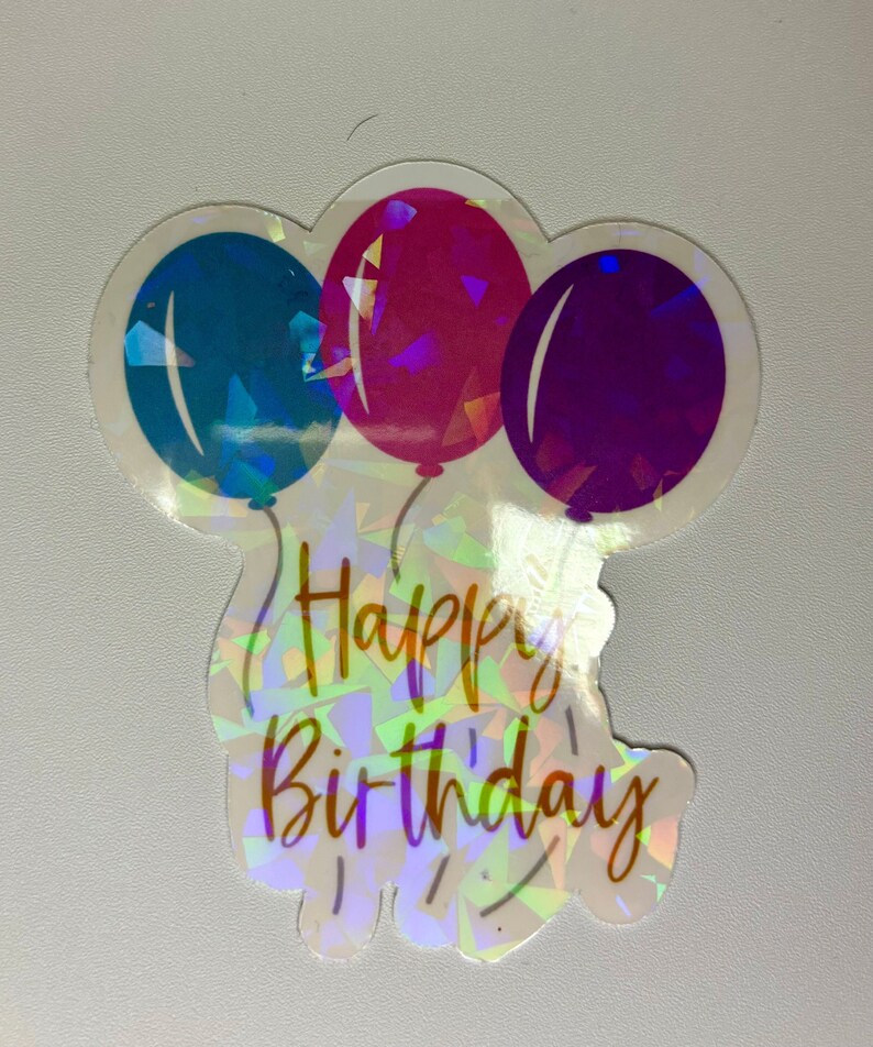 Happy Birthday Balloon Sticker. Super Sparkly With Waterproof Covering ...