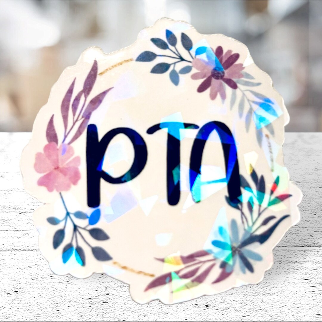 PTA Floral Wreath, Glossy Sticker for Your Water Bottle, Laptop, Phone ...
