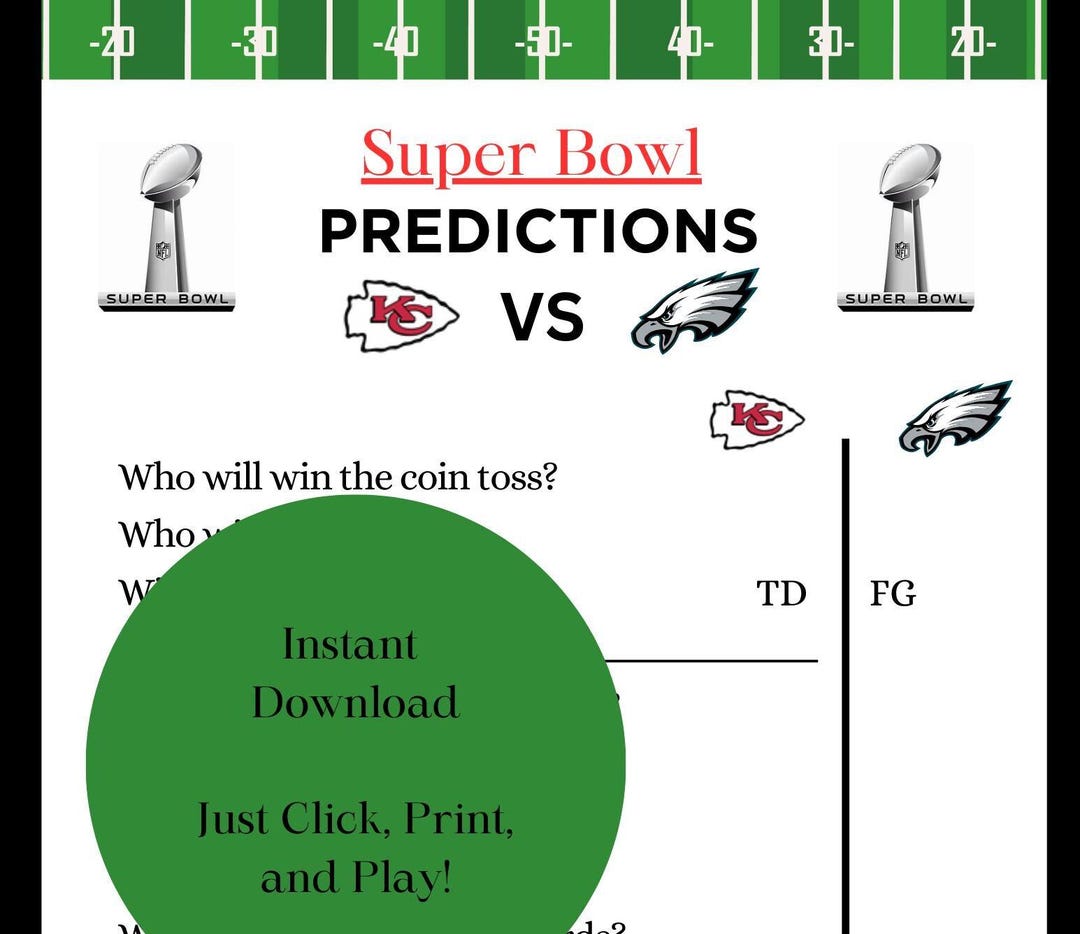 Big Game Predictions Game, Printable Football Predictions, Super Bowl ...