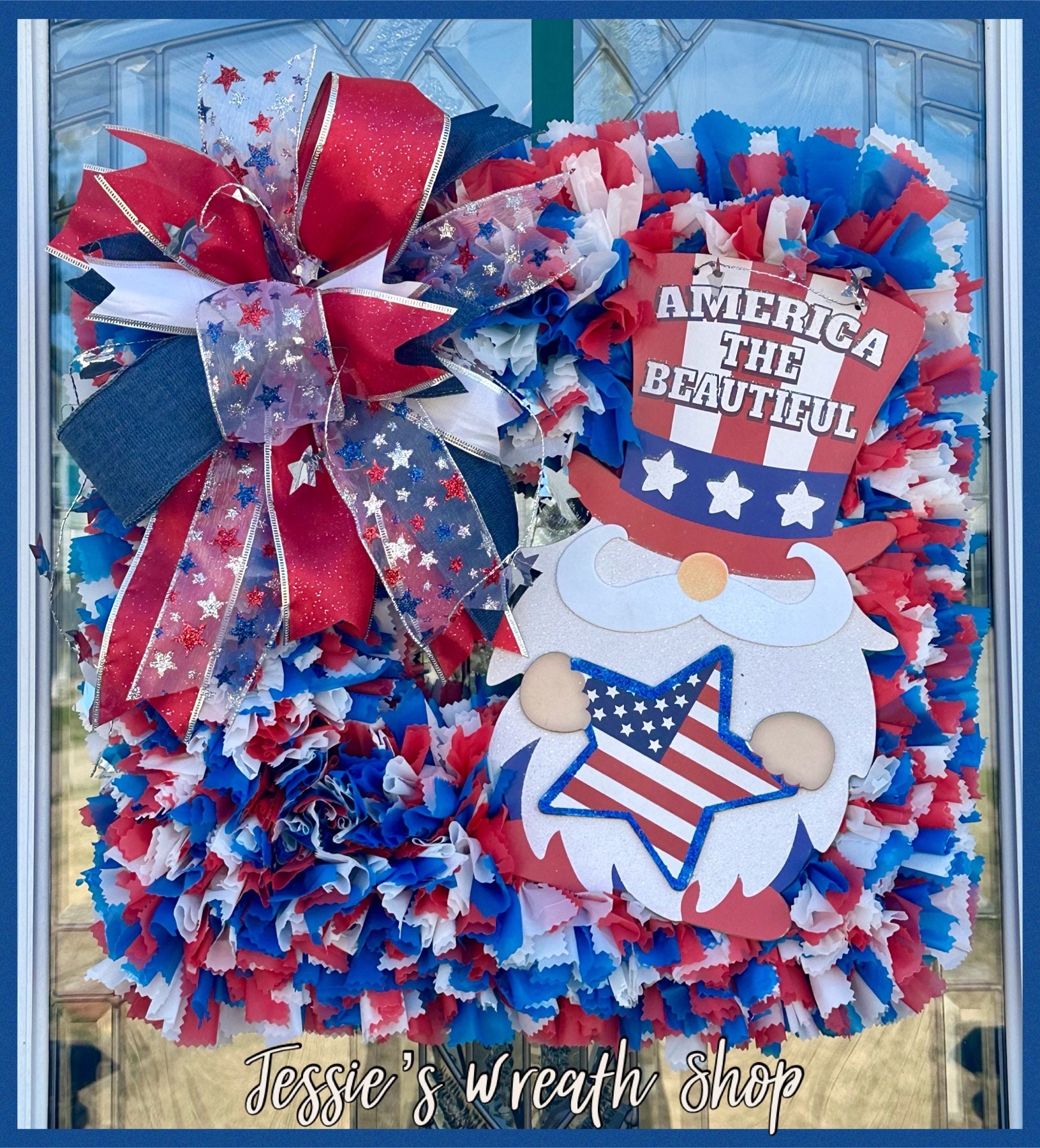 America the Beautiful, Patriotic Wreath for Front Door, July 4th ...