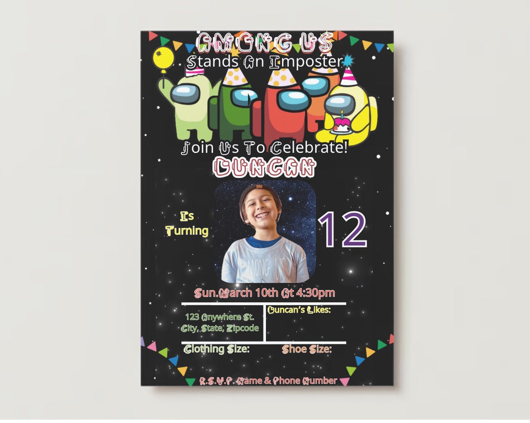Among-us Digital Editable Birthday Party Invitation, Download for Print ...
